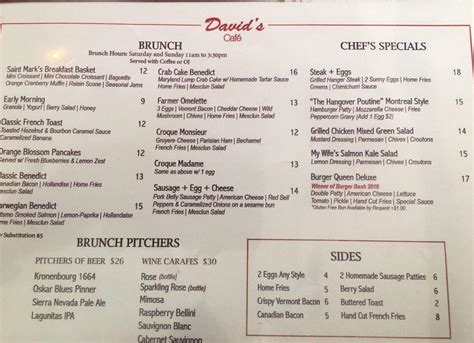 Menu At Davids Café Cafe New York City