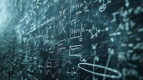 Premium Photo A Blackboard With Equations And Clues Related To