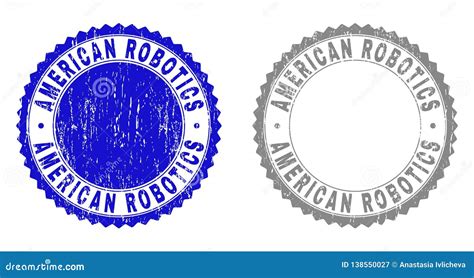 Textured American Robotics Grunge Stamp Seals Stock Vector