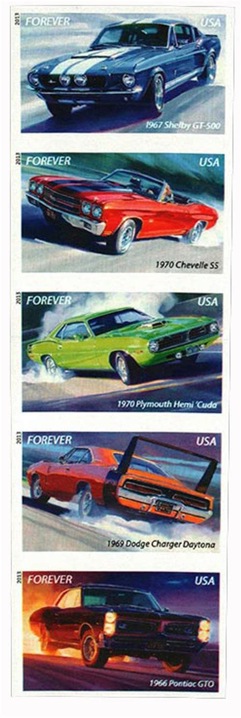 4743 47b 2013 First Class Forever Stamp Imperforate Muscle Cars