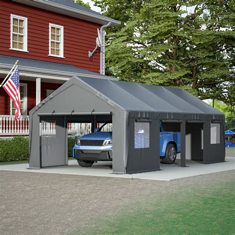 Thanaddo 13 Ft W X 25 Ft D Carport Galvanized Steel Portable Garage