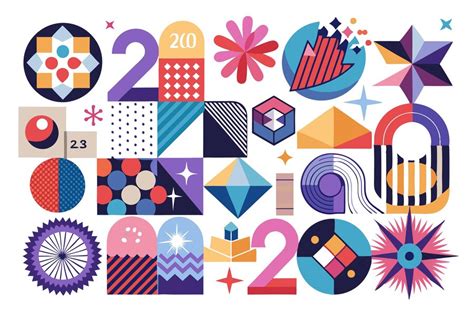 Premium Vector A Colorful Abstract Composition Featuring Geometric