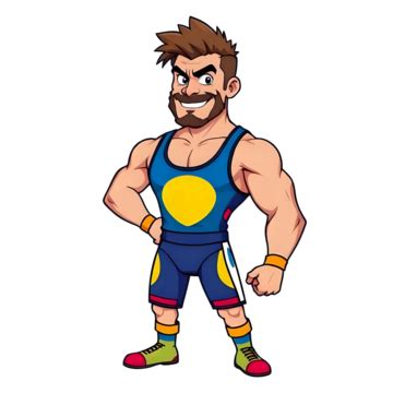 Colorful Cartoon Wrestler With Muscular Build Wrestlers Cartoon Sumo