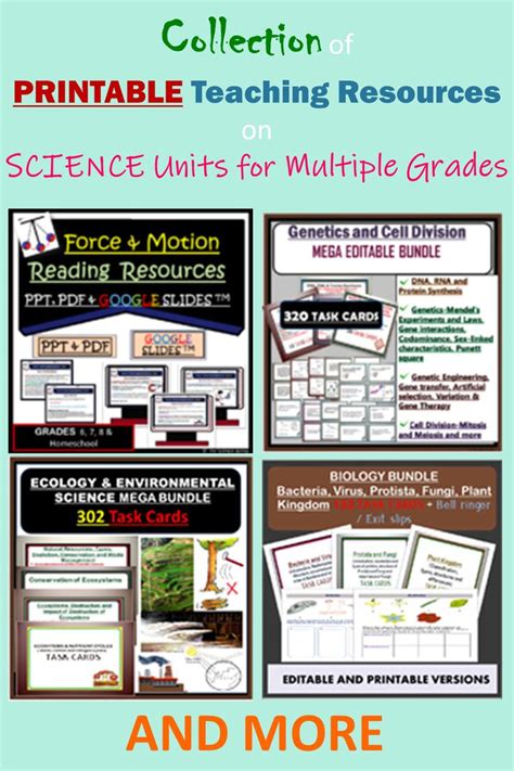 Printable Science Teaching Resources Multiple Grades Task Cards Reading Notes Activities More
