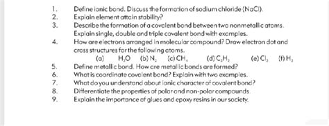 123 Define Ionic Bond Discuss The Formation Of Sodium Chloride Nacl E