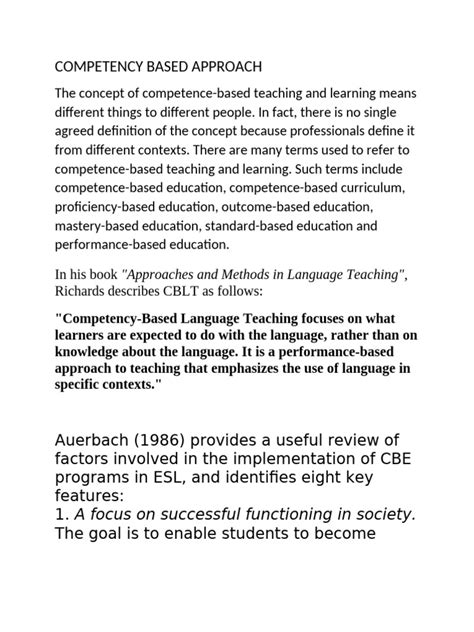 Competency Based Approach Pdf Learning Educational Assessment