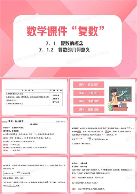 粉色数学课件复数ppt模板下载 熊猫办公