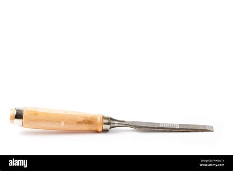 One Chisel From The Side Isolated On White Background Stock Photo Alamy