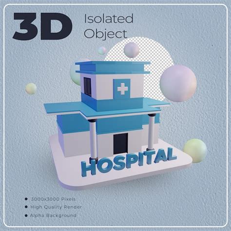 Objeto isolado de construção de hospital d renderização de alta qualidade PSD Premium