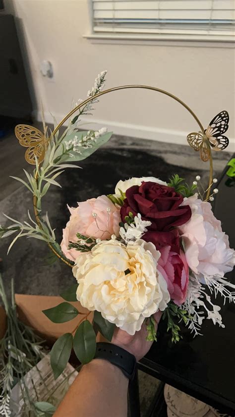 Custom Forever Arrangements Custom Floral Hoop Ring Centerpiece