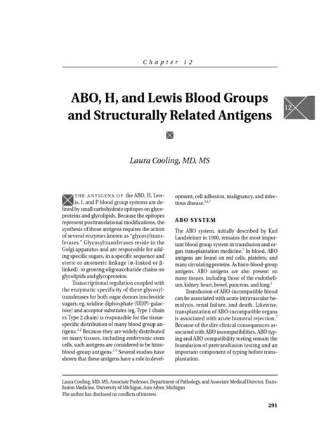 Abo H And Lewis Blood Groups And Structurally Related Antigens Pdf