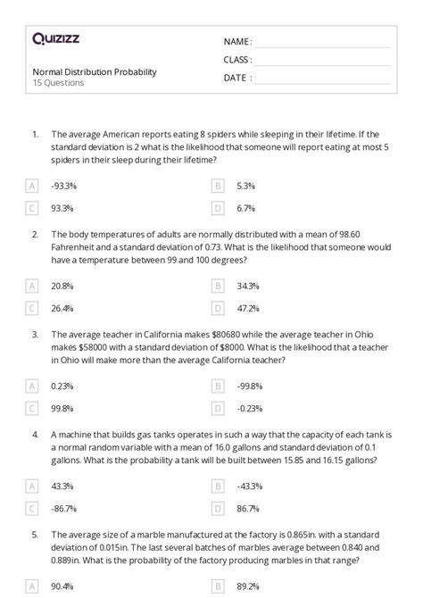 Probability Distribution Worksheets