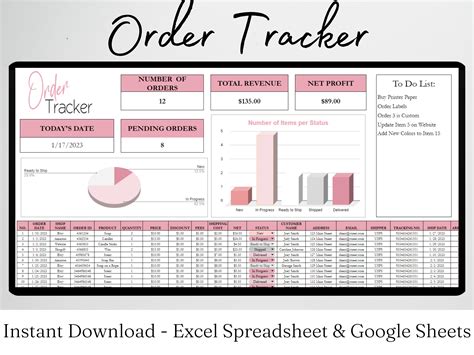 This Is An Excel Spreadsheet That Helps You To Track Your Business Orders Either On Your Etsy