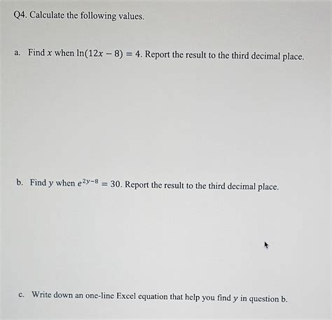Solved Q Calculate The Following Values A Find X When Chegg Com