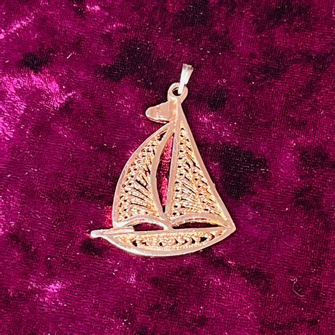 Vintage Gold Toned Sailboat Pendant Etsy