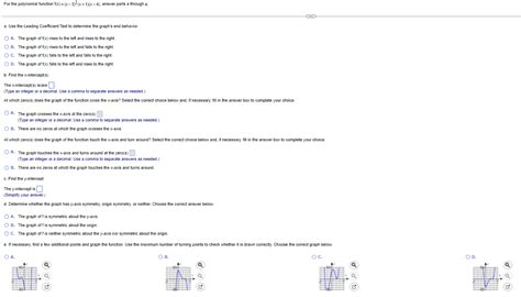 Solved For The Polynomial Function F X X3 2 X 1 X4 Chegg Com