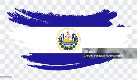 엘 살바도르 국기와 함께 그런 지 브러시 스트로크 수채화 그림 깃발 포스터 국기의 배너 스타일 수채화 그리기 투명한 배경에 격리된 벡터입니다 엘살바도르에 대한 스톡 벡터