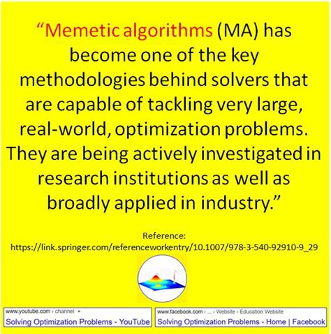 A Memetic Algorithm Is An Solving Optimization Problems