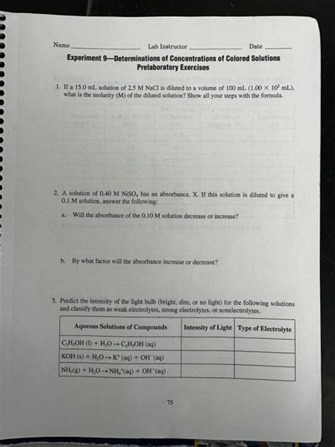 solved experiment 9 determinations of concentrations of