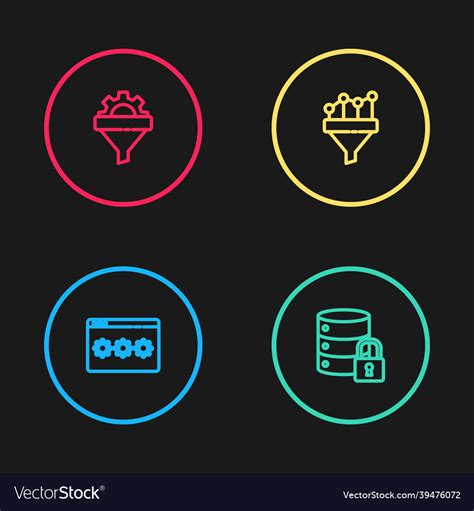 Set Line Password Protection Server Security Vector Image