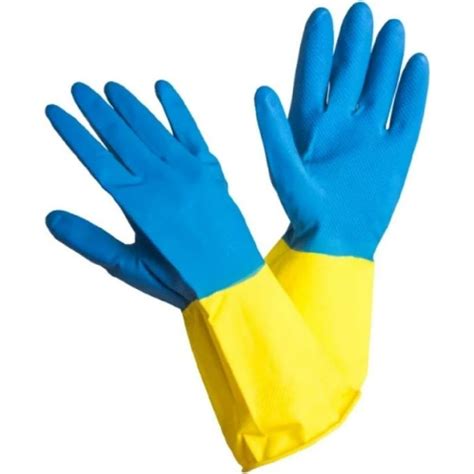Латексные перчатки ООО Комус Bicolor синие/желтые, размер 8, М 1289611 ...