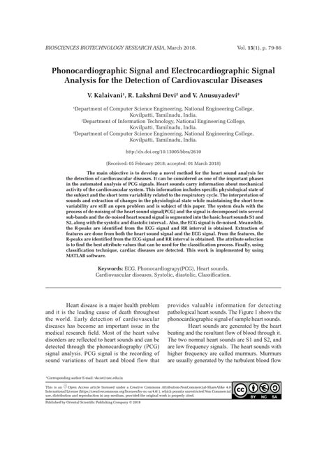 Pdf Phonocardiographic Signal And Electrocardiographic Signal Analysis For The Detection Of