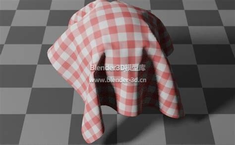 红白格子布料面料编织物棉麻布贴图 Blender材质球纹理贴图模型下载 Blender3d模型库