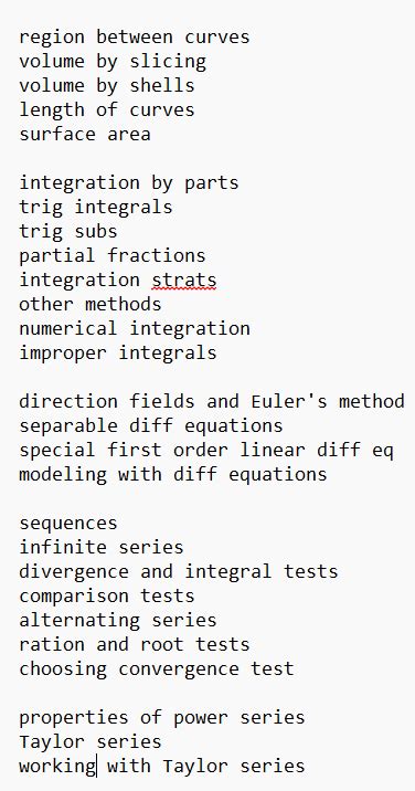 What Are The Hardest Topics From This Calc Ii Curriculum R Calculus