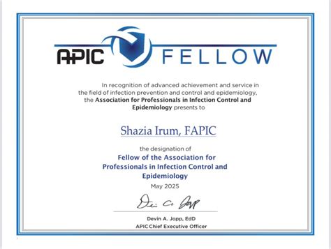 Fellow Infectionprevention Patientsafety Apic Cbic Fellowwship Recognition Dedication