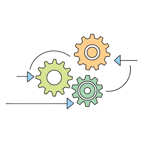Interlocking Gears And Directional Arrows Symbolizing Movement And