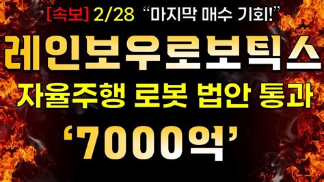 레인보우로보틱스 휴림로봇 228 화 마지막 2월 매수 기회 Youtube