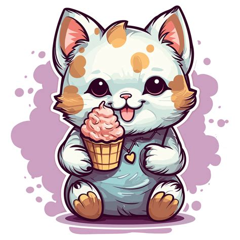 Cute Cat Eating Ice Cream 24477090 Png