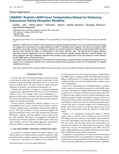 Pdf Lidaroc Realistic Lidar Cover Contamination Dataset For Enhancing Autonomous Vehicle