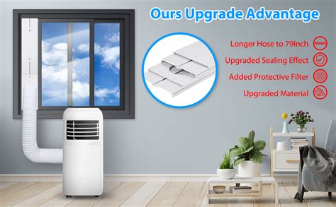 Upgrade Portable Ac Window Vent Kit With 59inch Exhaust Hose79inch Length Upgraded Seamless