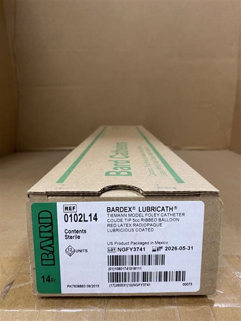 New Bard 0102l14 Foley Catheter Bardex® Lubricath® 2 Way Coude Tip 5 Cc