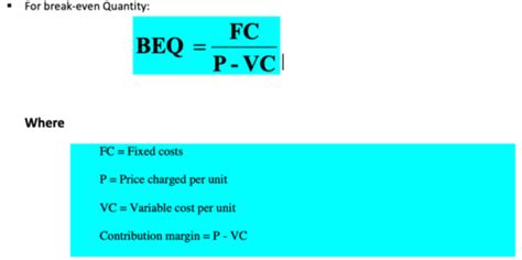 3 3 Break Even Analysis Flashcards Quizlet