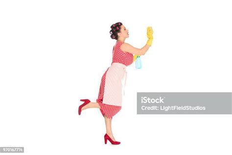 청소 용품 닦아 빈 공간 흰색 절연 고무 장갑에 크기 여자 플러스 매력적인 가정 생활에 대한 스톡 사진 및 기타 이미지 가정 생활 곱슬 머리 깨끗한 Istock