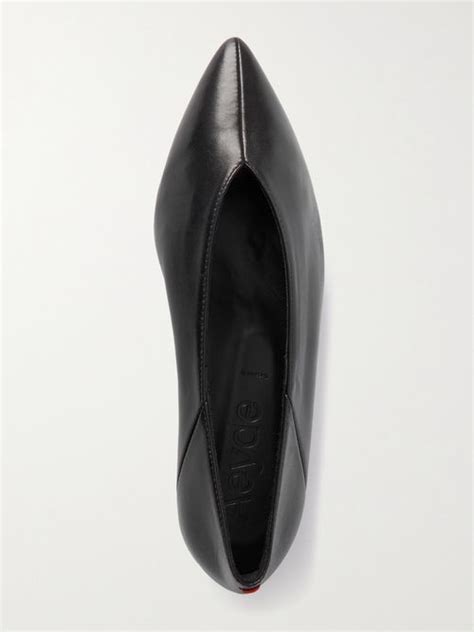 Aeyde Moa Leather Point Toe Flats Black Realry