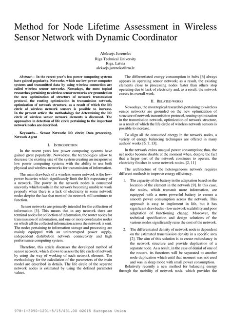 Pdf Method For Node Lifetime Assessment In Wireless Sensor Network With Dynamic Coordinator