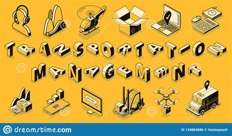 Transportation Management Outline Icons Collection Shipping Logistics Tracking Traffic