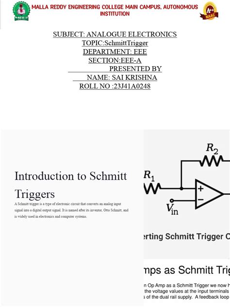 Introduction To Schmitt Triggers1 2 Pdf Operational Amplifier