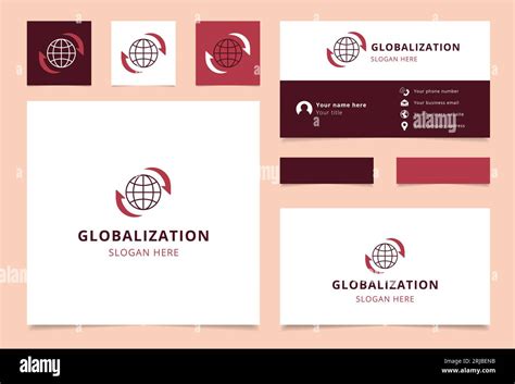 Globalization Logo Design With Editable Slogan Branding Book And Business Card Template Stock