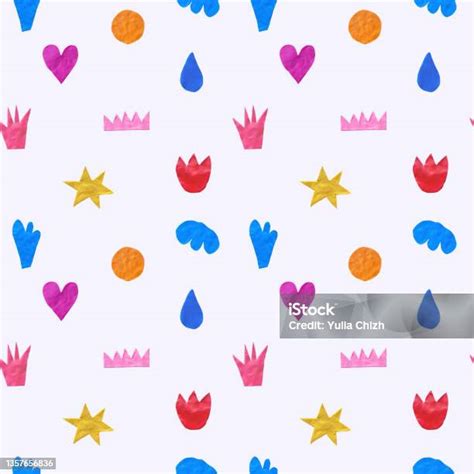 실제 공예 플라스틱과 점토에서 매끄러운 패턴 어린이 공예품과 인형3d 점토 질감으로 추상적인 모양의 심플한 프린트를 렌더링합니다 펑키하고 그루비한 별 구름 무지개 1960