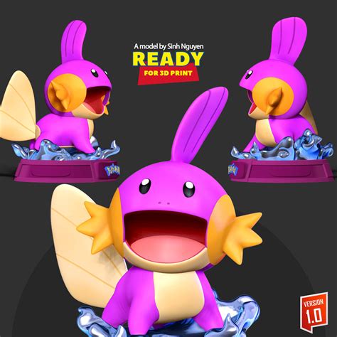 Shiny Mudkip Pokemon Fanart Free 3d Model By Sinh Nguyen