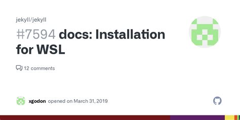 Docs Installation For Wsl · Issue 7594 · Jekylljekyll · Github