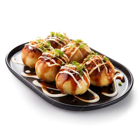 Premium Photo Food Photography Of Takoyaki On Plate Isolated On White