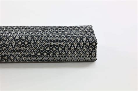 Japanese Fabric Asanoha Ecru On A Blue Grey Background 1m Diy District