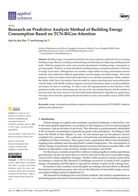 Pdf Research On Predictive Analysis Method Of Building Energy Consumption Based On Tcn Bigru