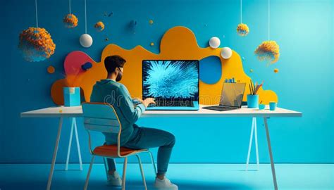 Graphic Designer Creating Logo Design Using Computer Software Sitting