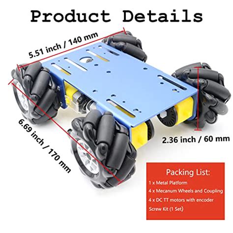 Professional 60mm Mecanum Wheel Car Chassis Mc100 For Arduino Raspberry Pi